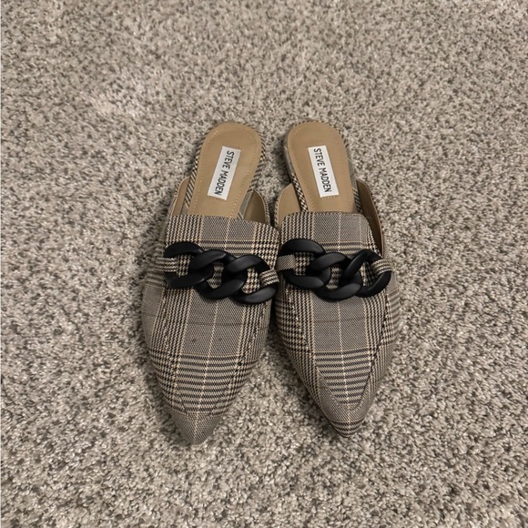 Steve Madden | Shoes | Steve Madden Black And Tan Mules With Plaid ...